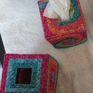 Handmade by Schari | Bath | Handcrafted Needlepoint Bright Tissue Box ...